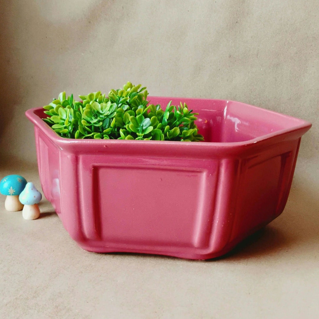 Vintage Octagonal Planter - Cookson Pottery - Burgundy - Etsy