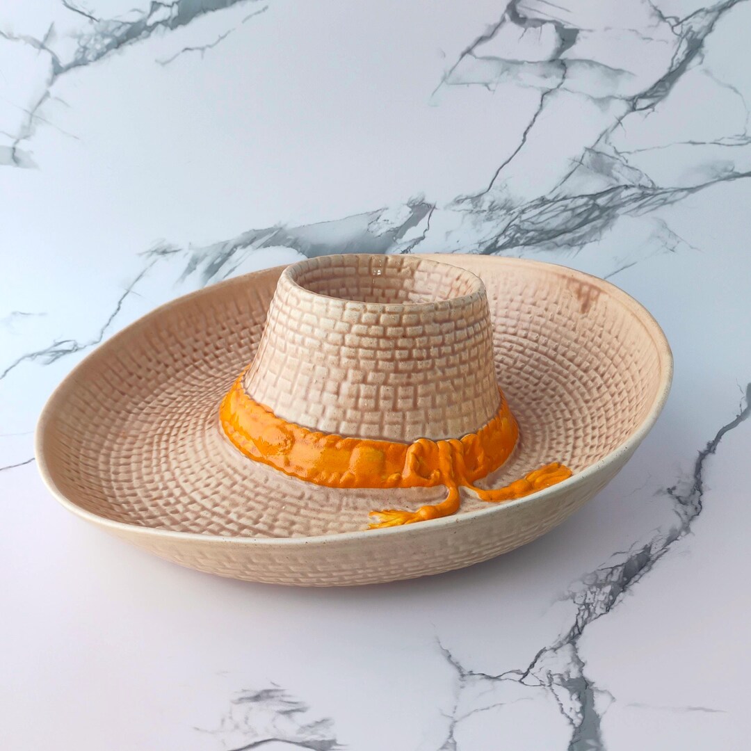 Vintage Cowboy Hat Sombrero Chip & Dip Bowl - Whittier Ware Pottery - Etsy