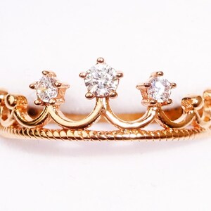 14ct Rose Gold Three Stone Tiara Ring, Size O1/2 - Etsy