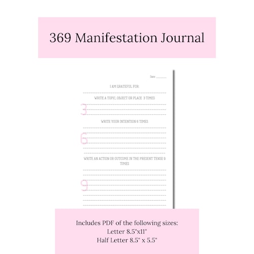 369 Manifestation Method Printable PDF - Etsy