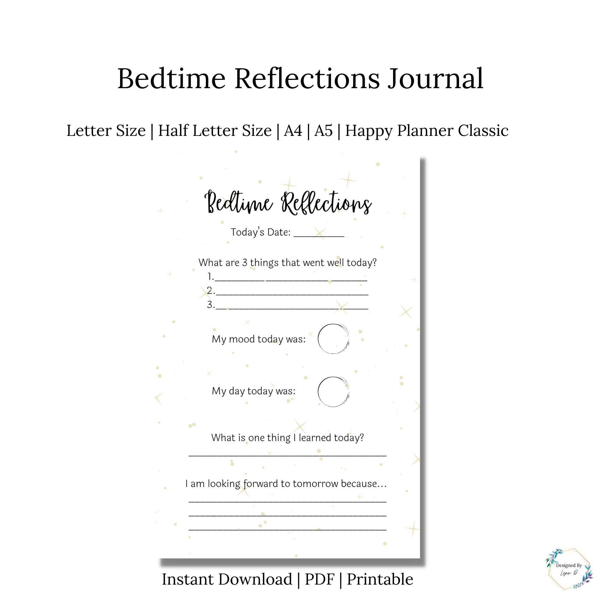 90 Day Bedtime Reflections Journal (digital Download) - Etsy