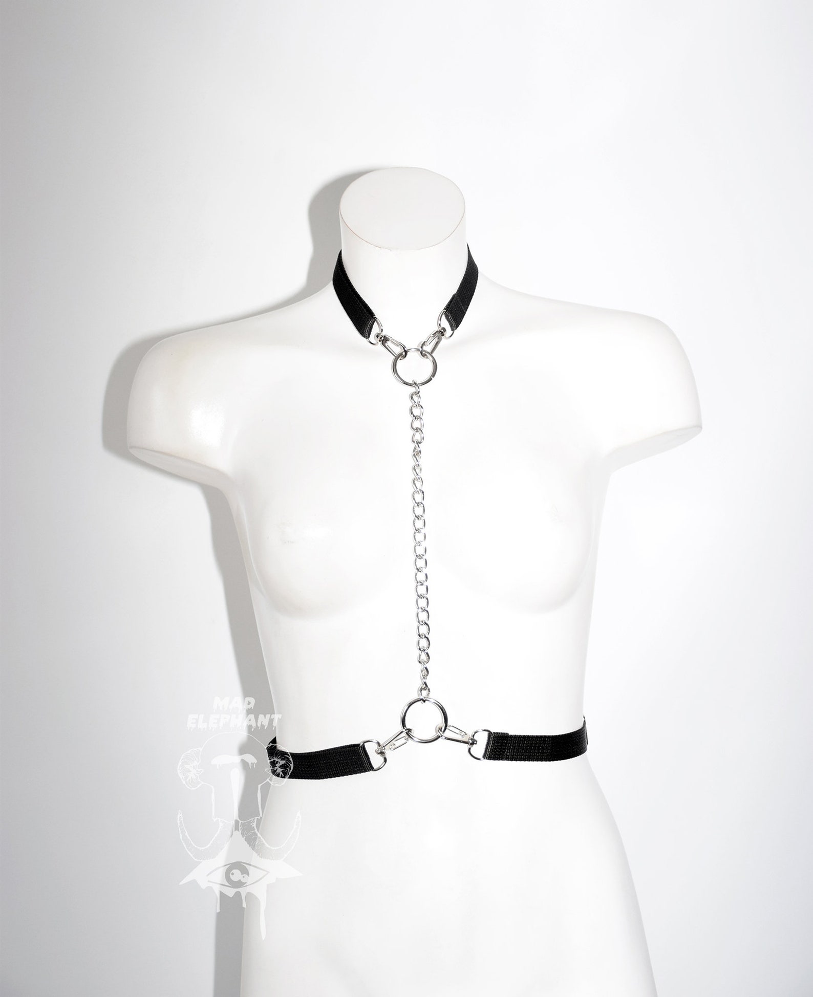 Genuine Leather or Nylon Chest Harness With Chain Waist Belt | Etsy