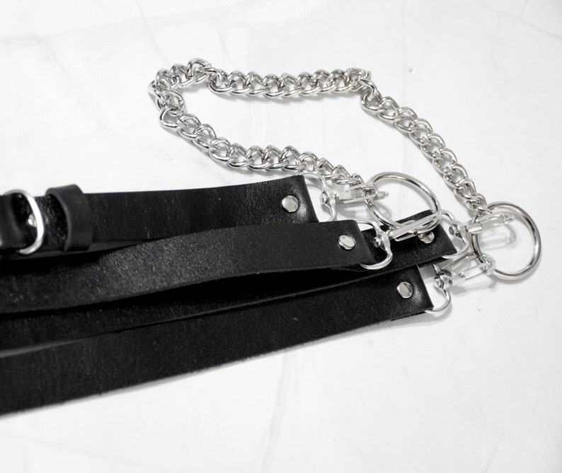 Genuine Leather or Nylon Chest Harness With Chain Waist Belt - Etsy