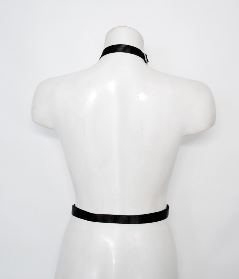 Genuine Leather or Nylon Chest Harness With Chain Waist Belt - Etsy