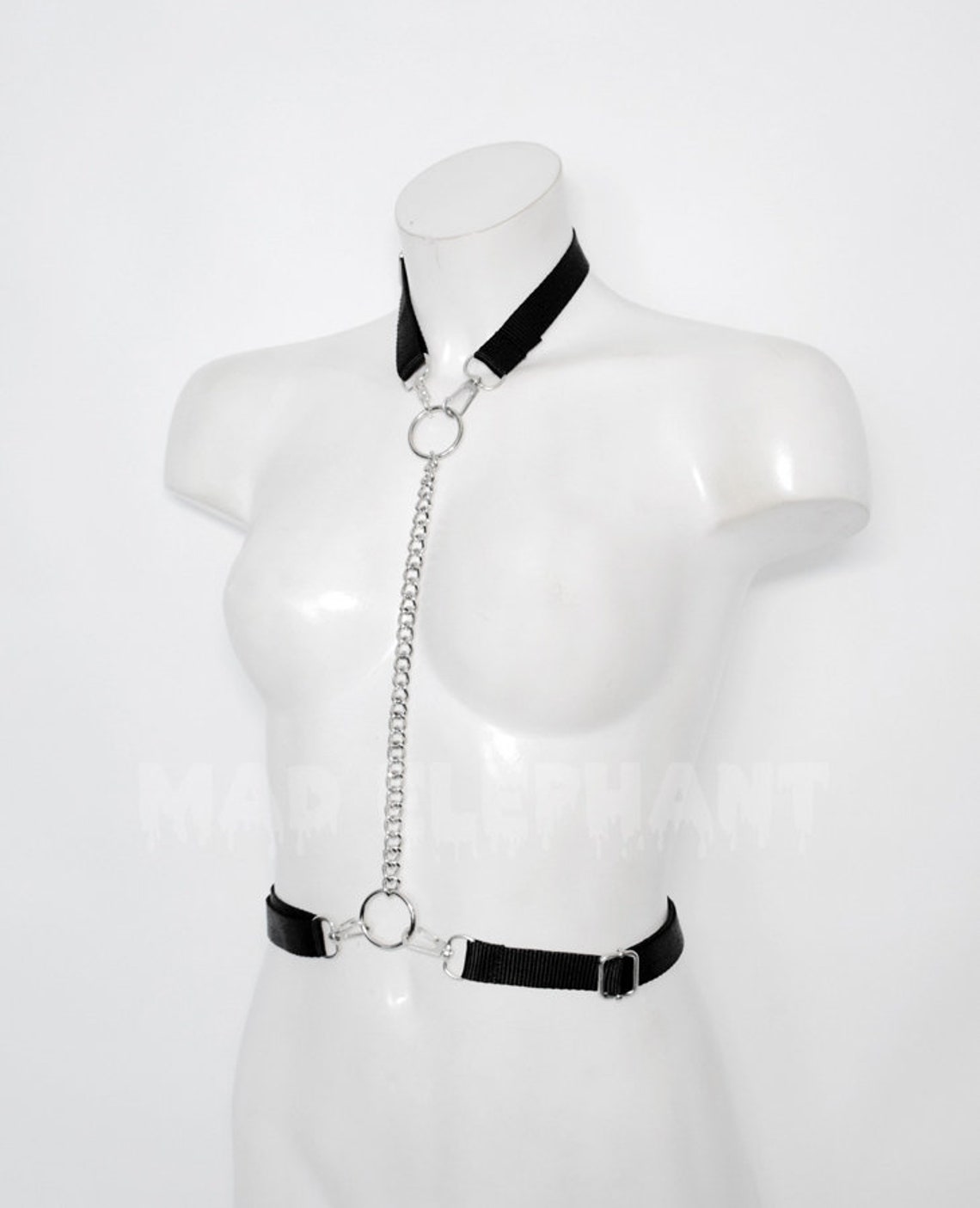 Genuine Leather or Nylon Chest Harness With Chain Waist Belt - Etsy