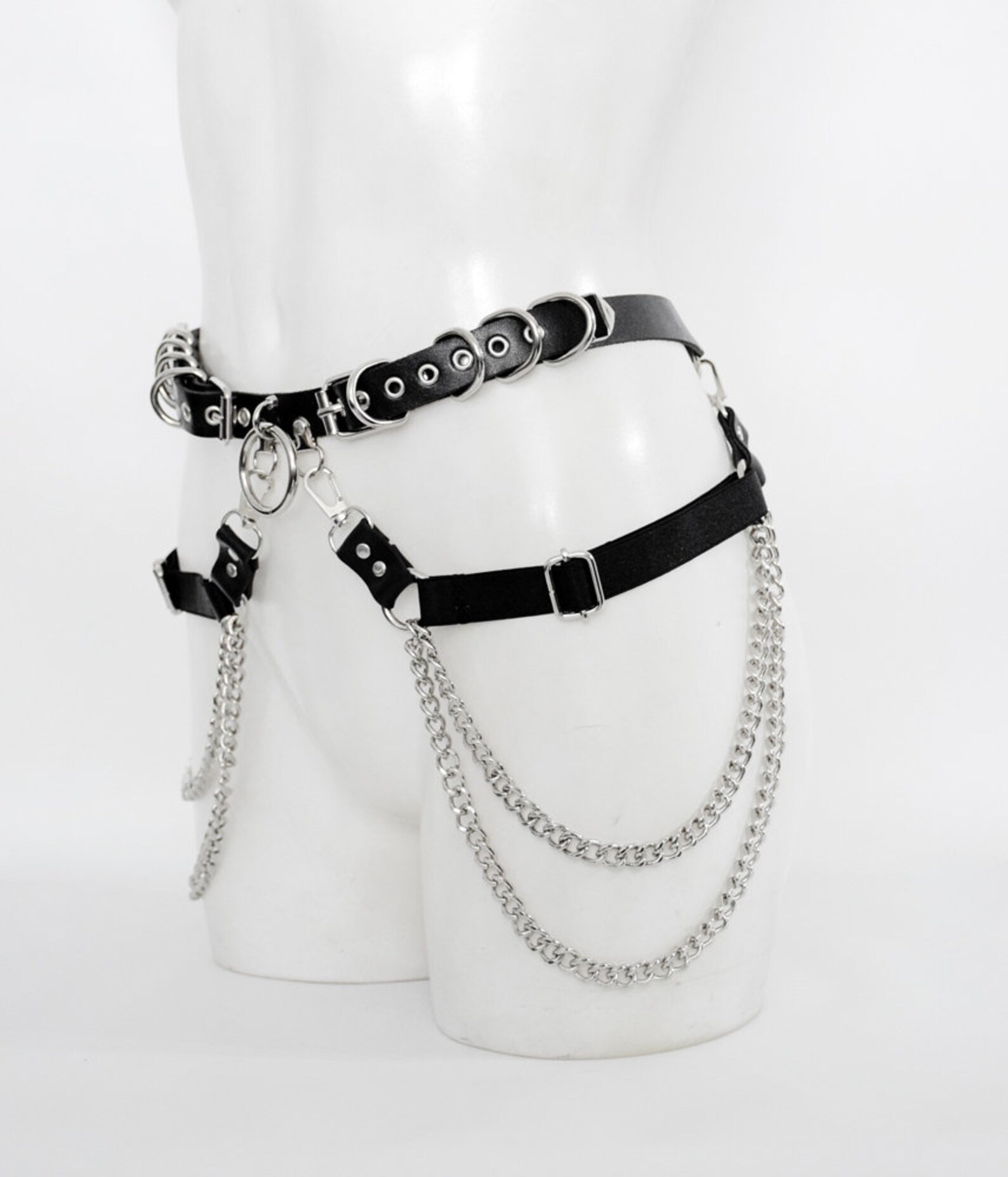 Genuine Leather Chain Belt With O Ring Waist Harness Bondage - Etsy