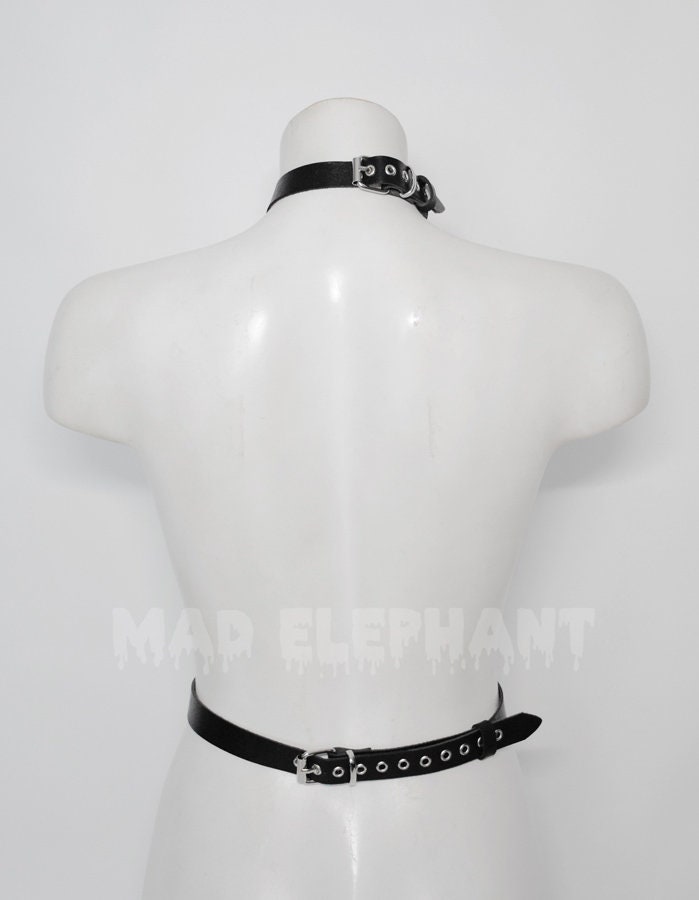 Genuine Leather or Nylon Chest Harness With Chain Waist Belt - Etsy