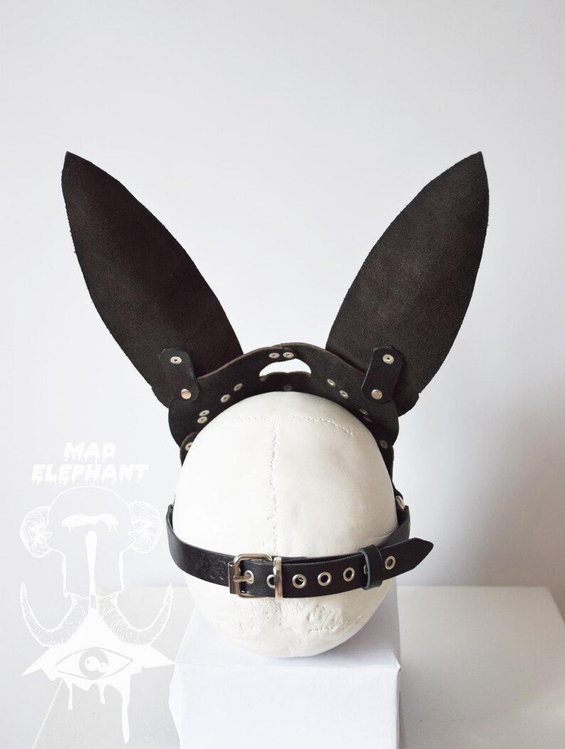 Women's black leather mask rabbit mask bunny mask adult | Etsy