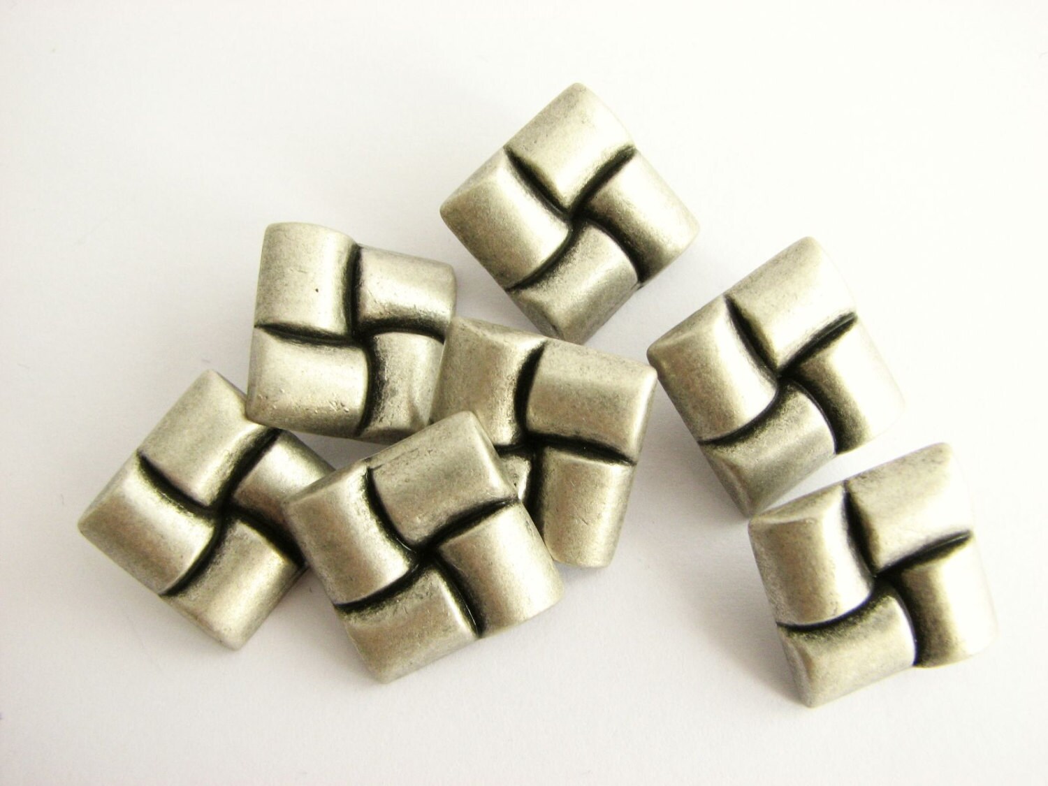 Square silver metal buttons 14 mm or 11 mm unused sewing | Etsy