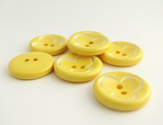 Materials Craft Supplies & Tools 7 fun yellow buttons with flowers 14 ...