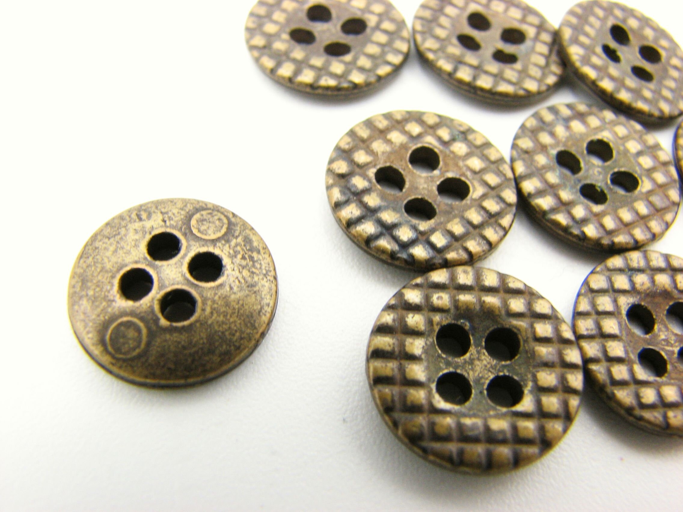 10 small metal shirt buttons in bronze colour 11 mm | Etsy