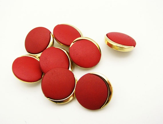 Small red buttons with golden edge 18 mm | Etsy