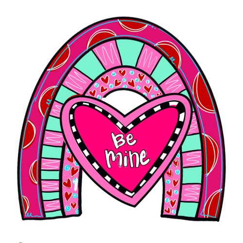 Valentines Day Door Hanger Template Rose Heart Flower - Etsy