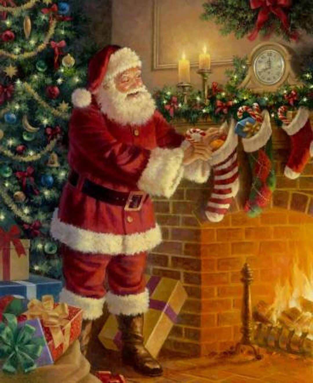 A Nostalgic Christmas - Santa by the Fireplace Panel - Etsy