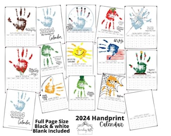 2024 Animal Handprint Calendar Download DIY Template Instant Download ...