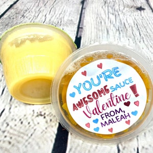 12 Printed 2.5 Inch Apple Sauce Awesome Sauce Kids Classroom Valentines ...