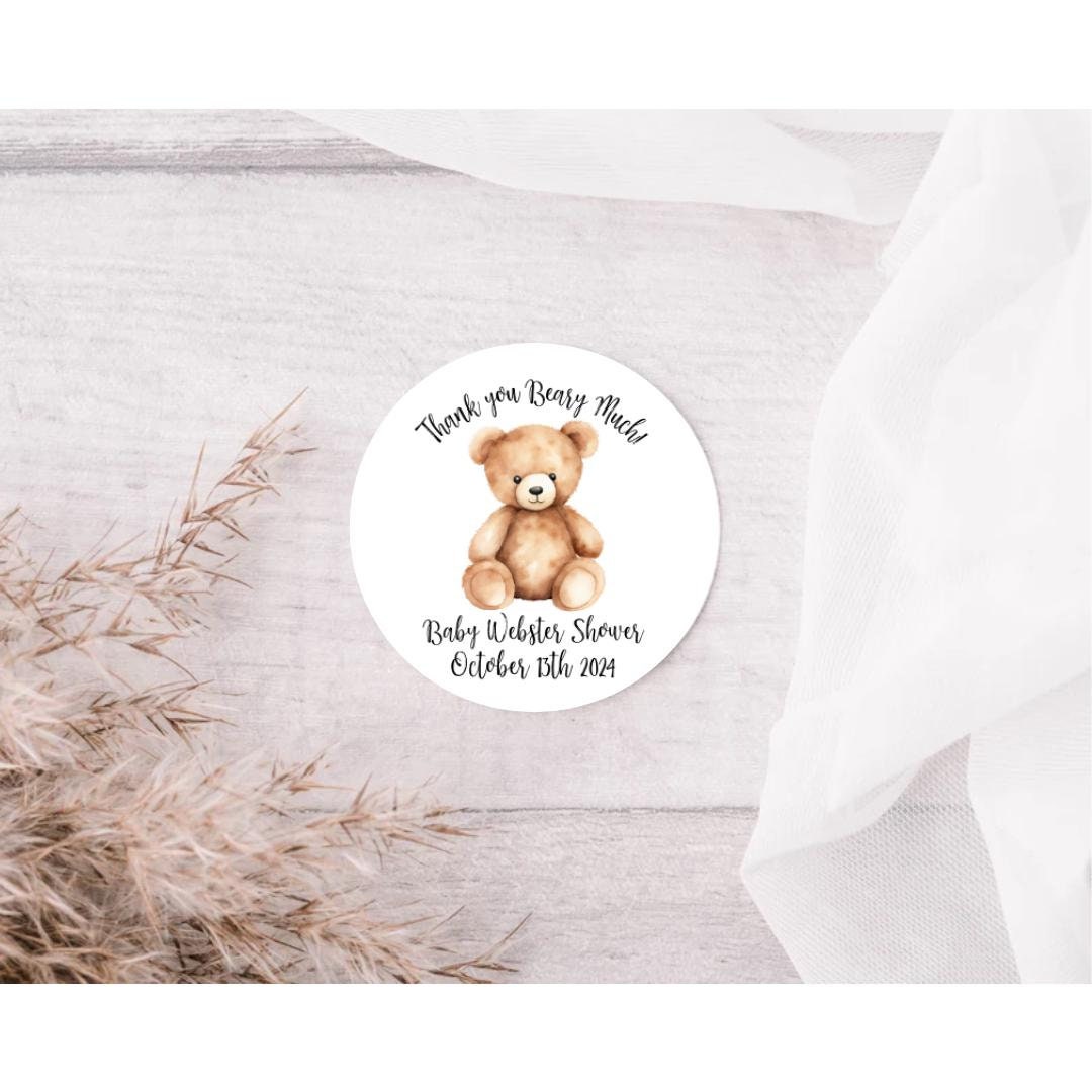 40 Stickers Thanks Beary Much Shower Birthday Custom Text - Etsy