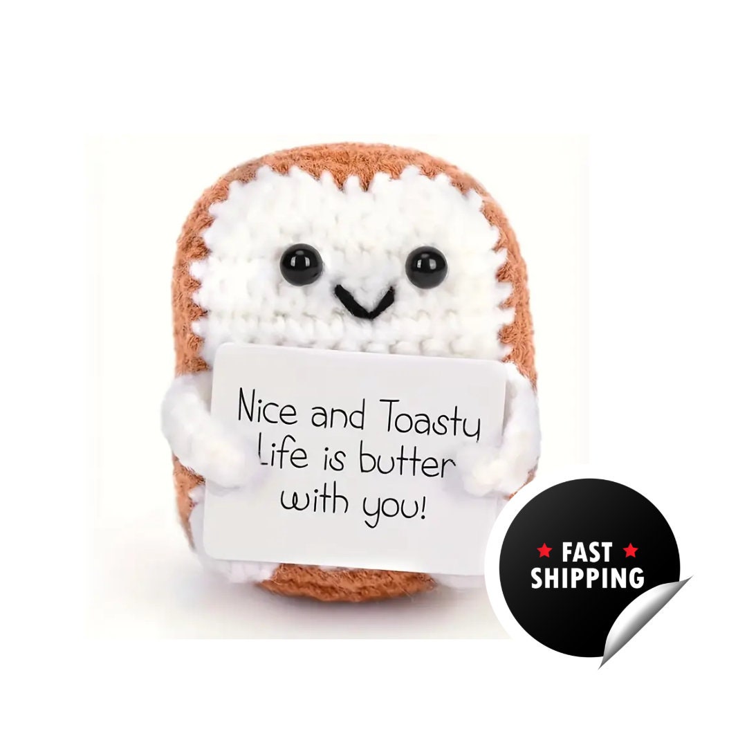 Hand-knitted Toast With Nice and Toasty, Life is Butter With You! Sign ...