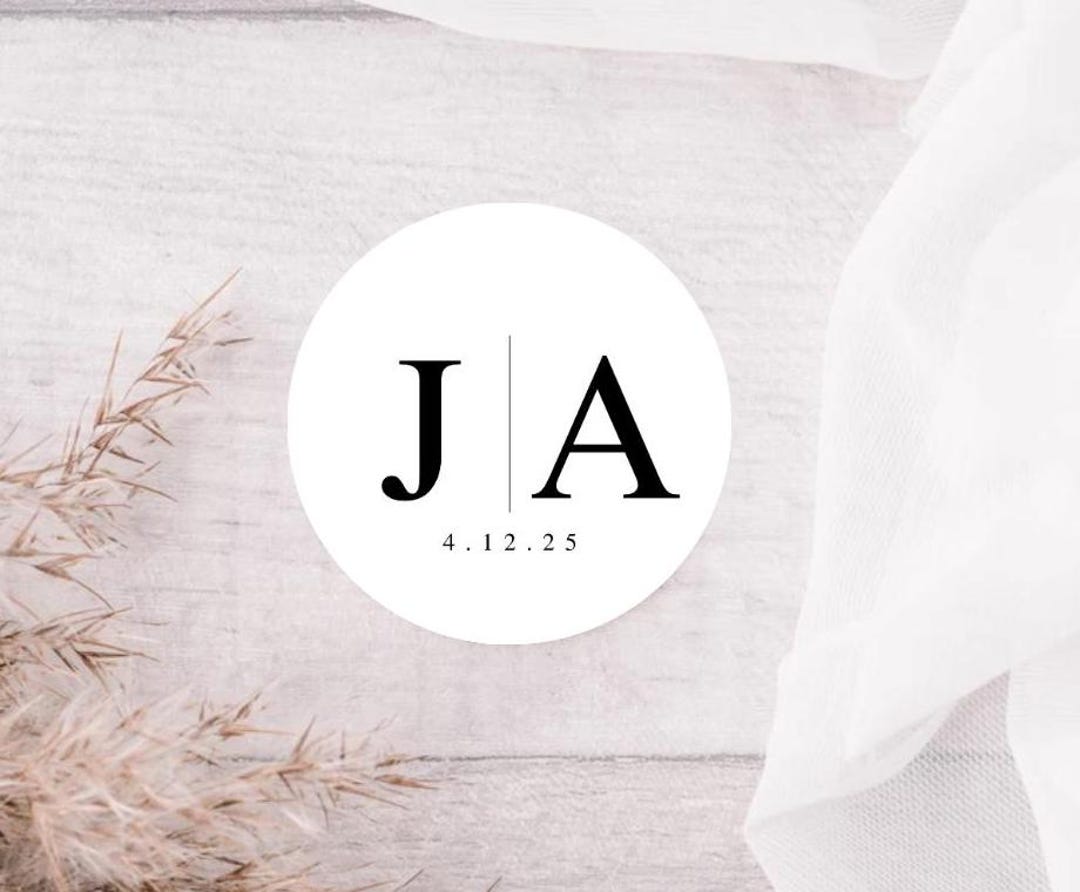Wedding Stickers Initial Labels | Round Matte | Favor Bag Stickers ...