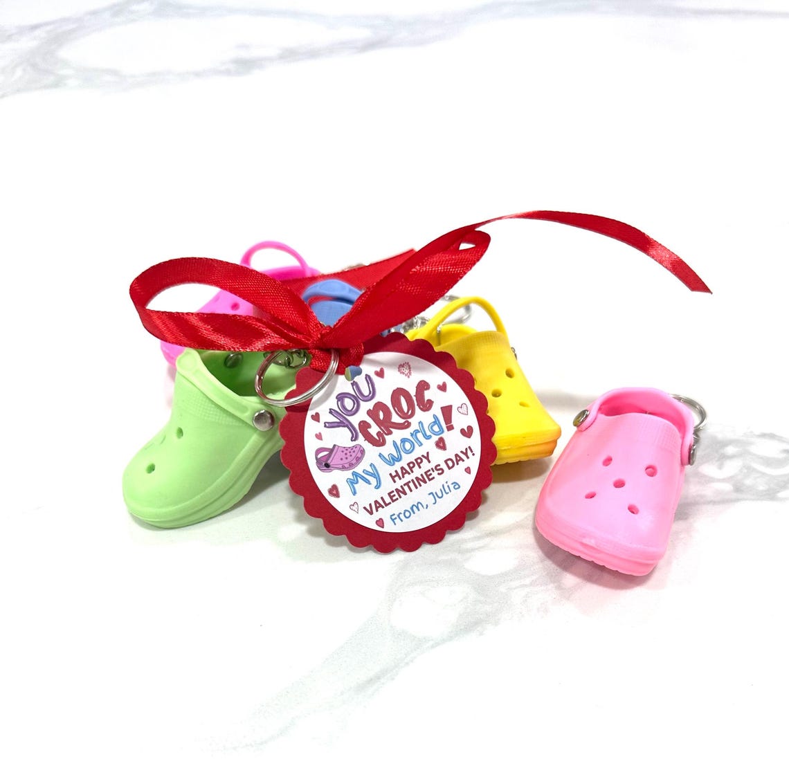 Valentine Croc Keychains – "you Croc My World" Favors With Tag and ...