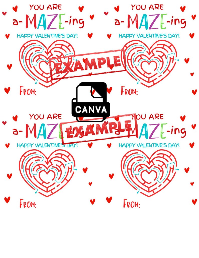 Digital Download: "you Are A-maze-ing" Valentine Cards Template With ...