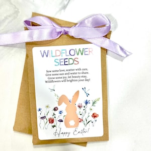 Happy Easter Wildflower Seed Packets – Bunny Gift With Poem & Bow - Etsy
