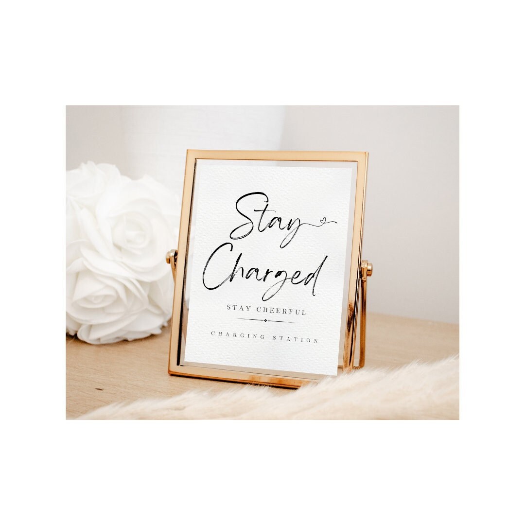 Stay Charged Stay Cheerful Charging Station Sign - Etsy