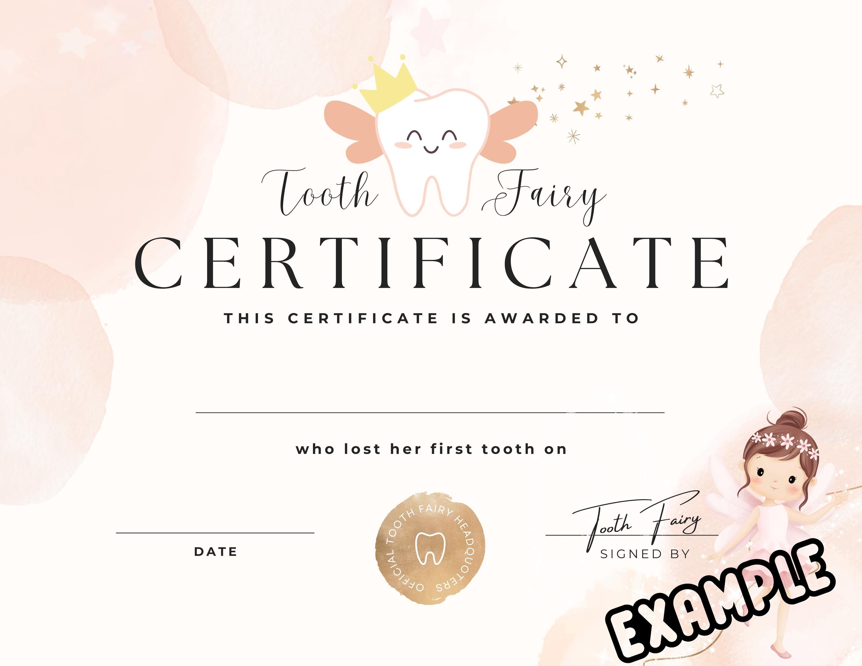 Tooth Fairy Certificate Instant Download - Etsy