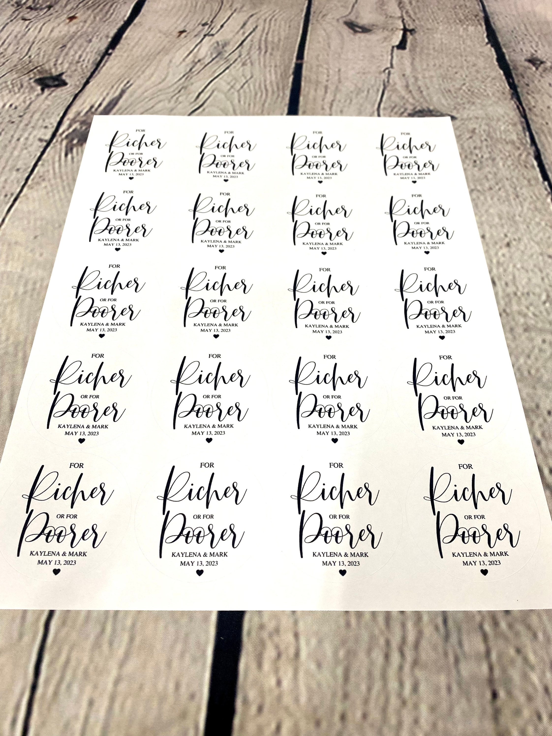 40 for Richer or Poorer Labels & Bags - Etsy