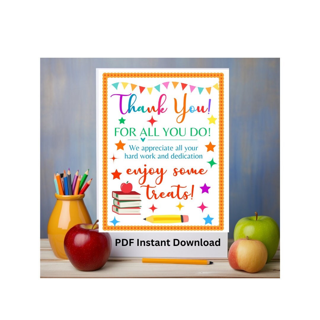 Teacher Appreciation Day 8x10 Printable - 'thank You for All You Do ...