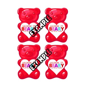Valentine's Day Gummy Bears Craft Template Kids Party Favors - Etsy