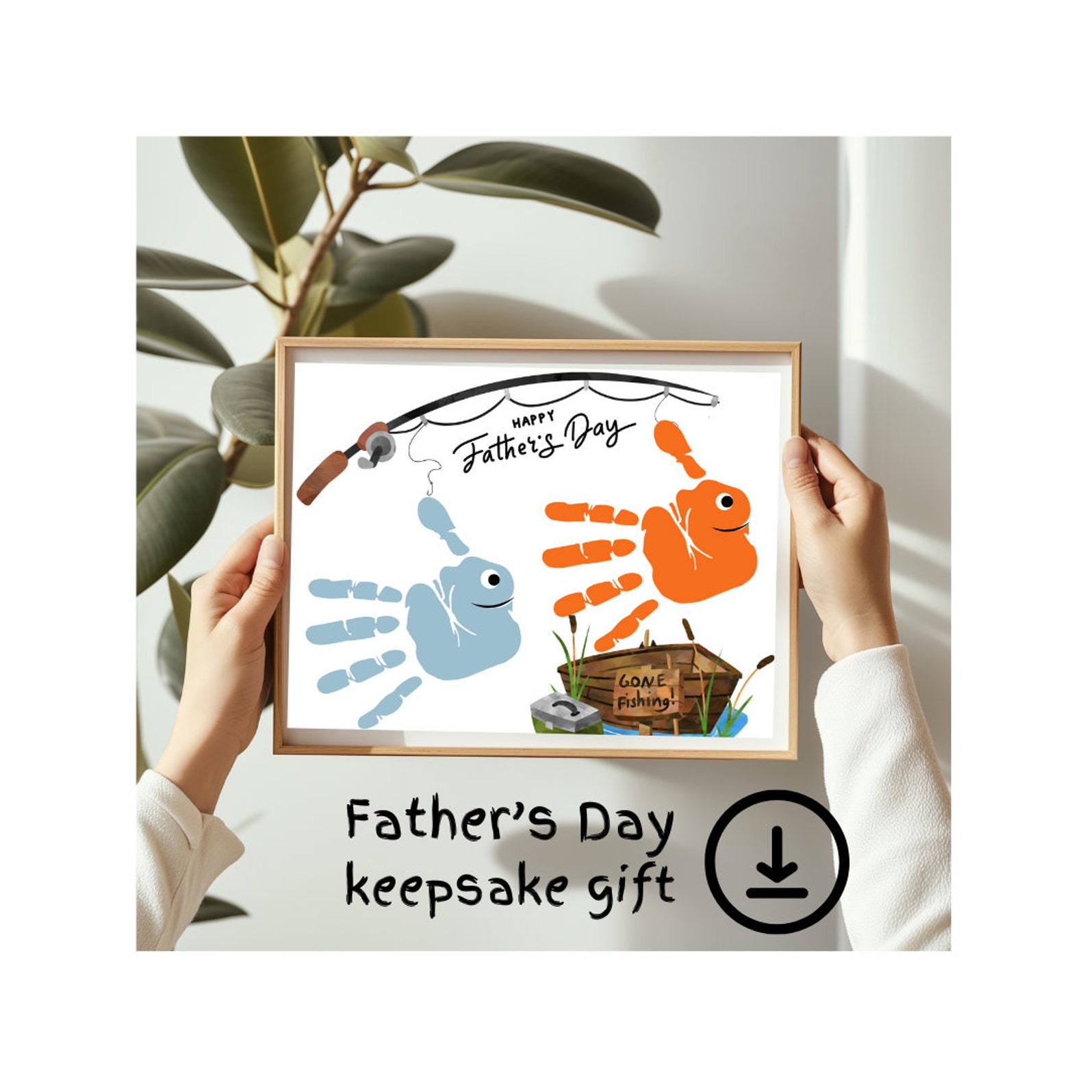 Happy Father's Day Handprint Fish Art Instant Download PDF - Etsy