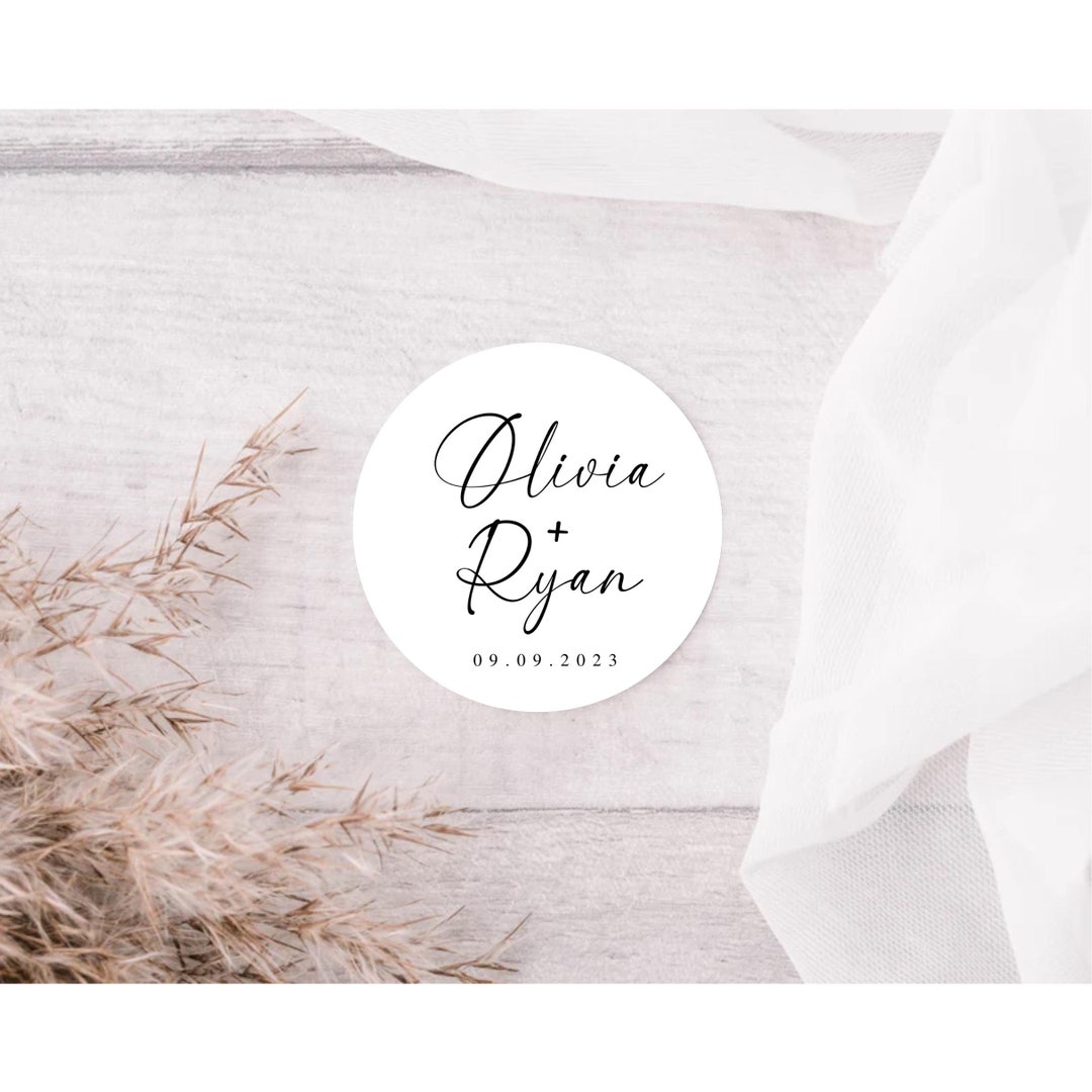 Elegant Personalized Wedding Couple Name Labels, Wedding Favor Stickers ...