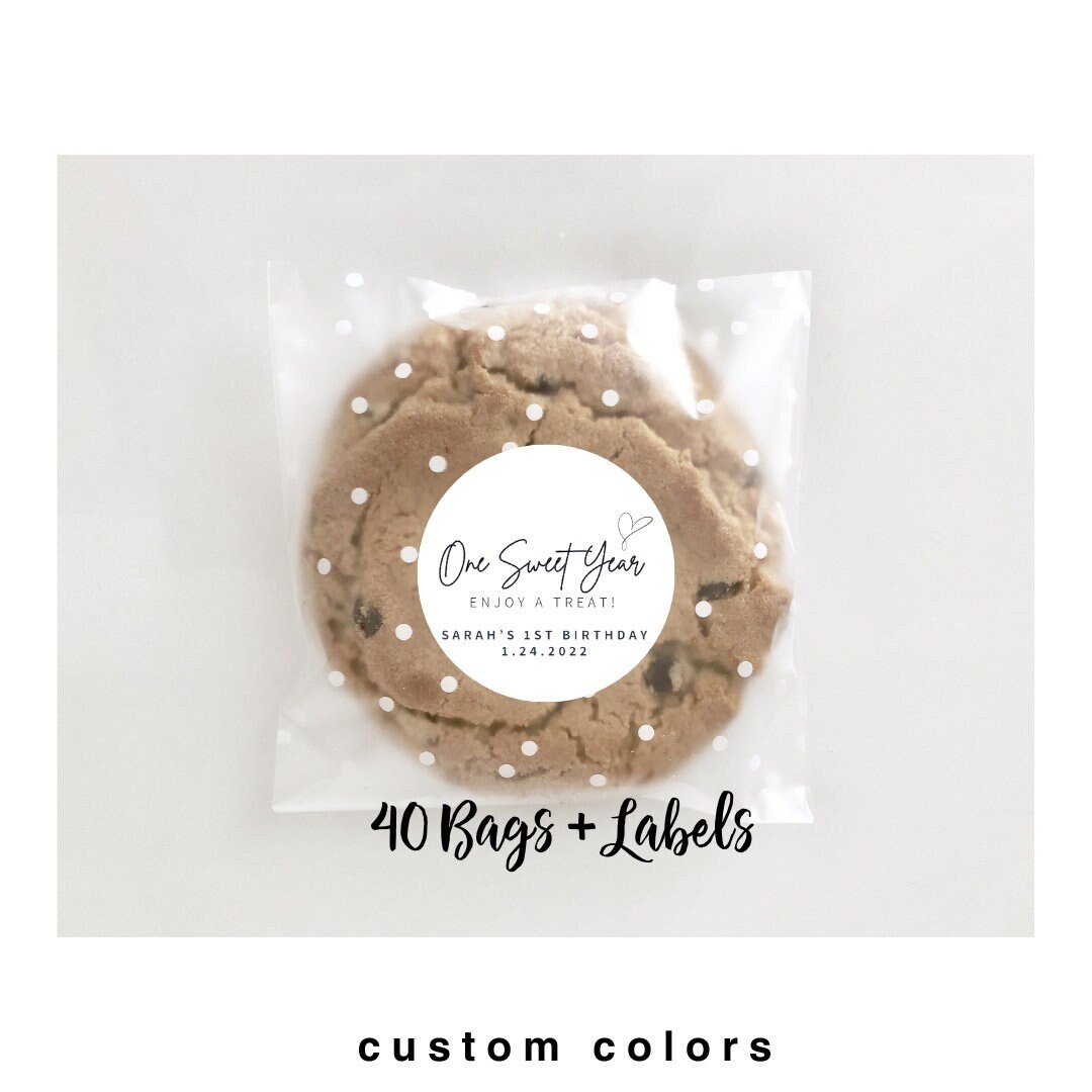 40 Bags & Labels Stickers One Sweet Year Printed - Etsy
