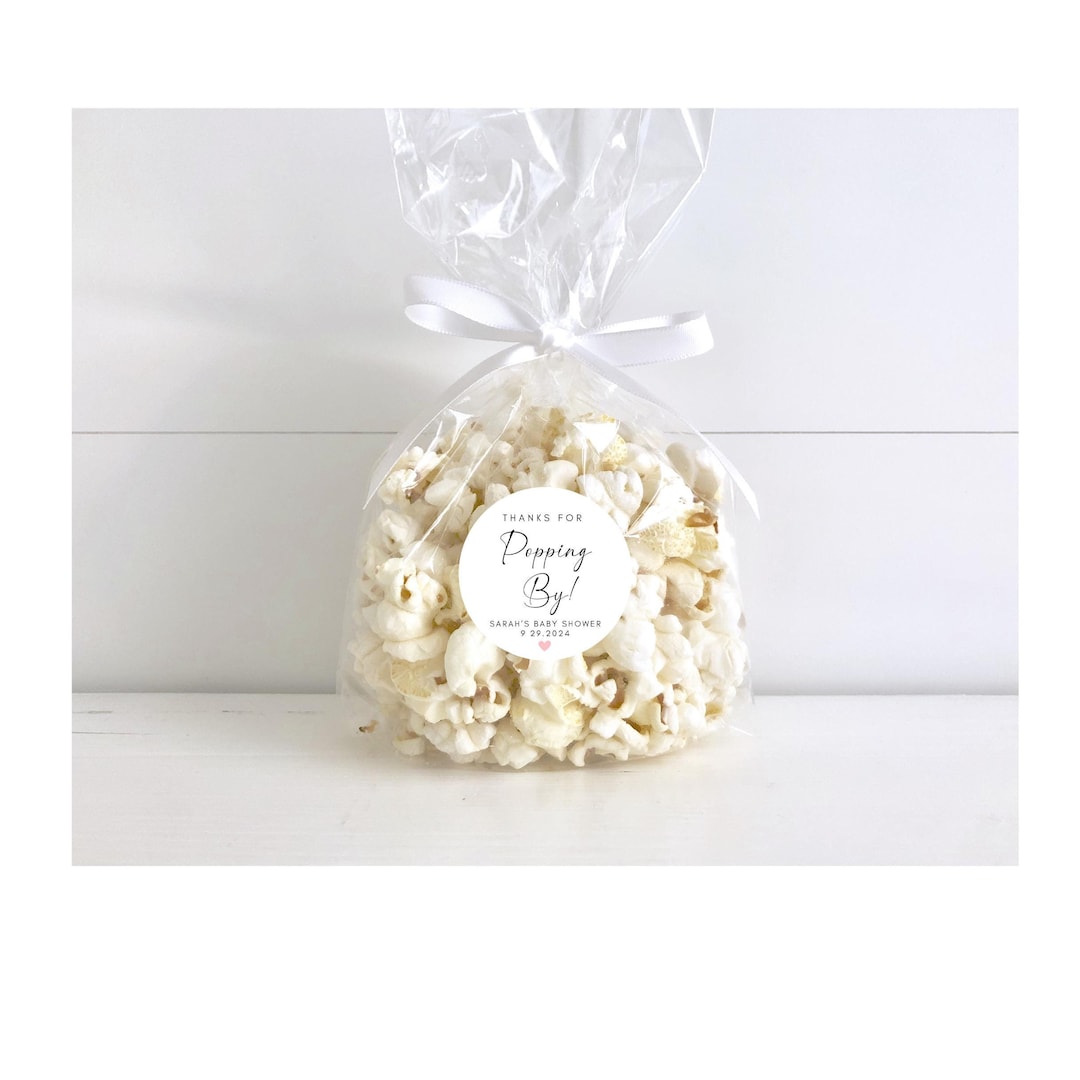 Popping by Baby Shower Labels | Round Matte | Favor Bag Stickers ...