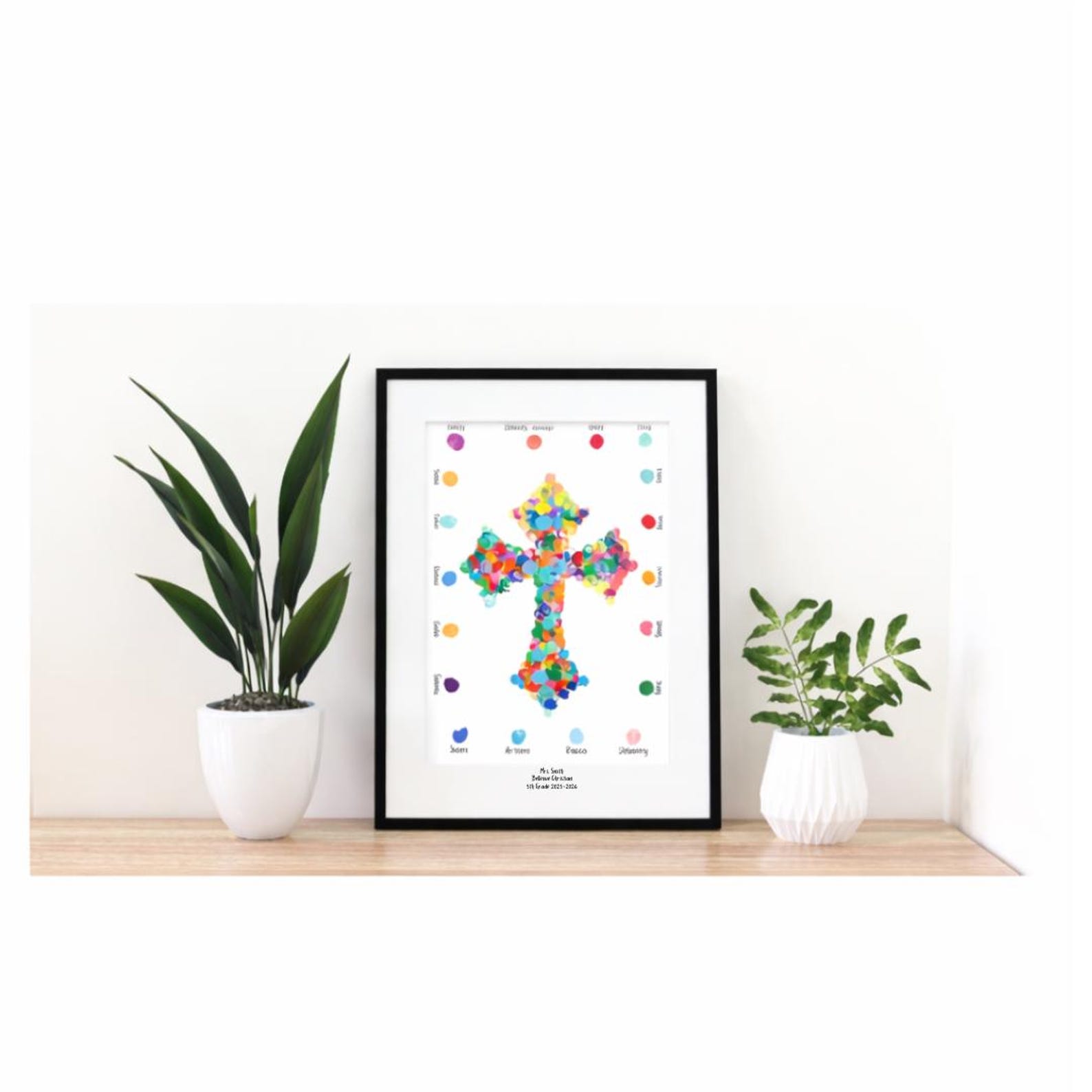 Customizable Fingerprint Cross Art Print for School Auctions ...
