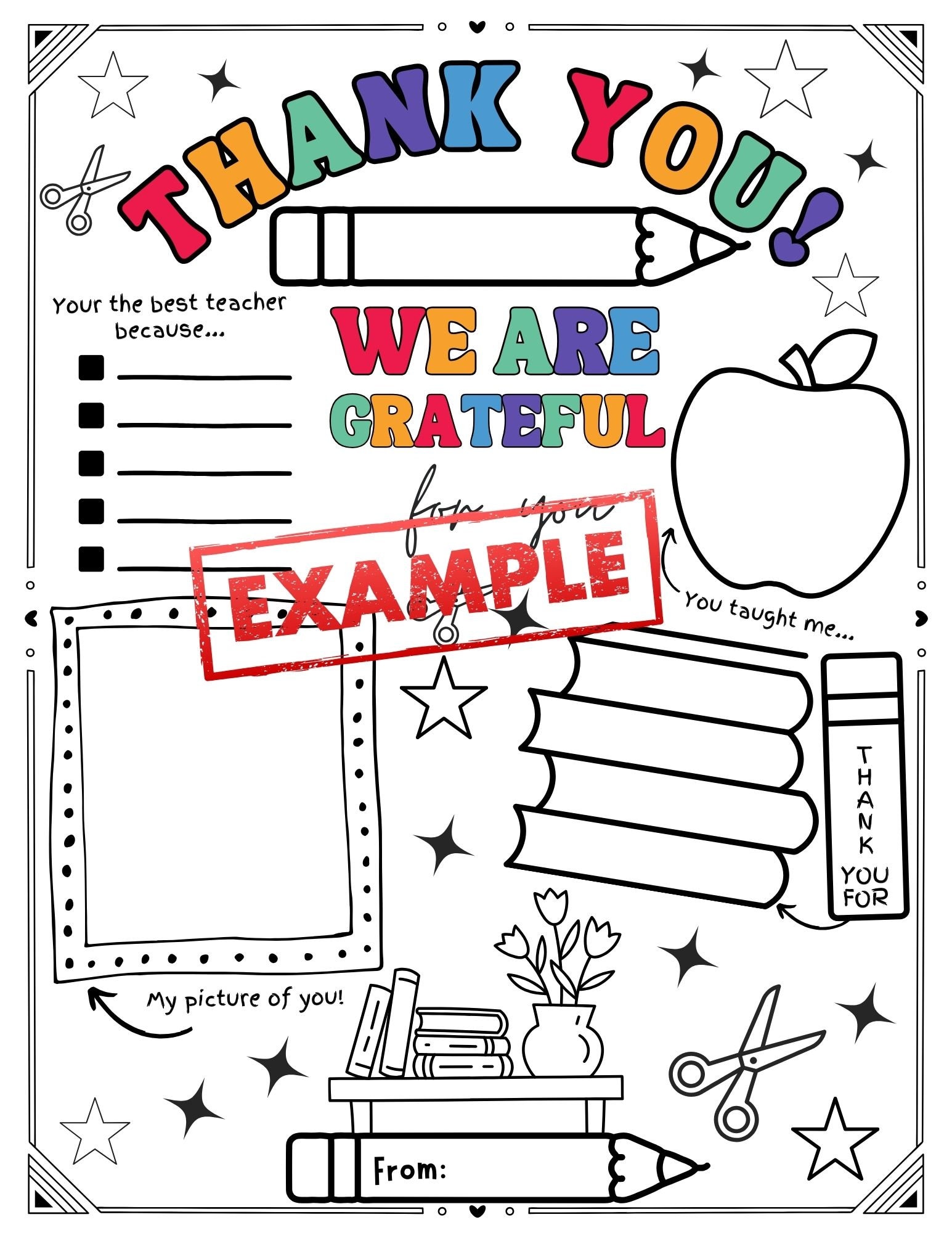 Teacher Appreciation Day Printable PDF: Color & Express Gratitude ...
