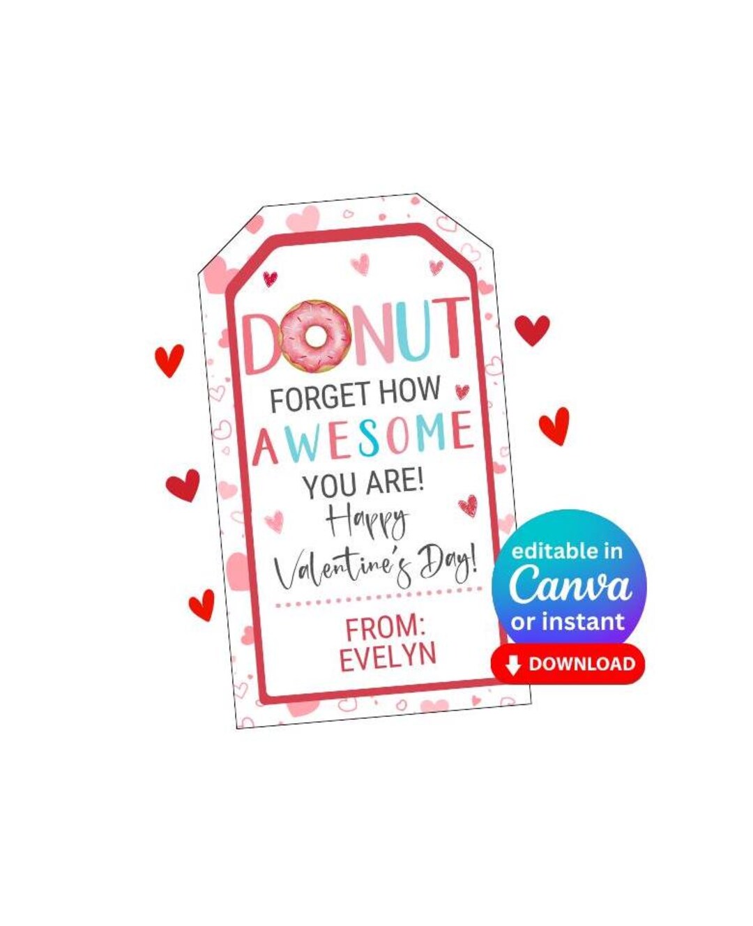 Digital Donut Forget How Awesome You Are - Valentine's Day Gift Tags ...