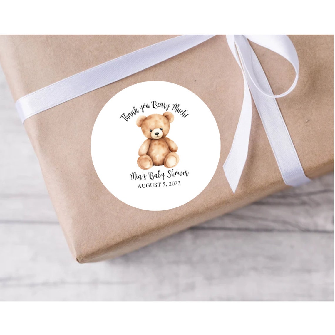40 Stickers Thanks Beary Much Shower Birthday Custom Text - Etsy