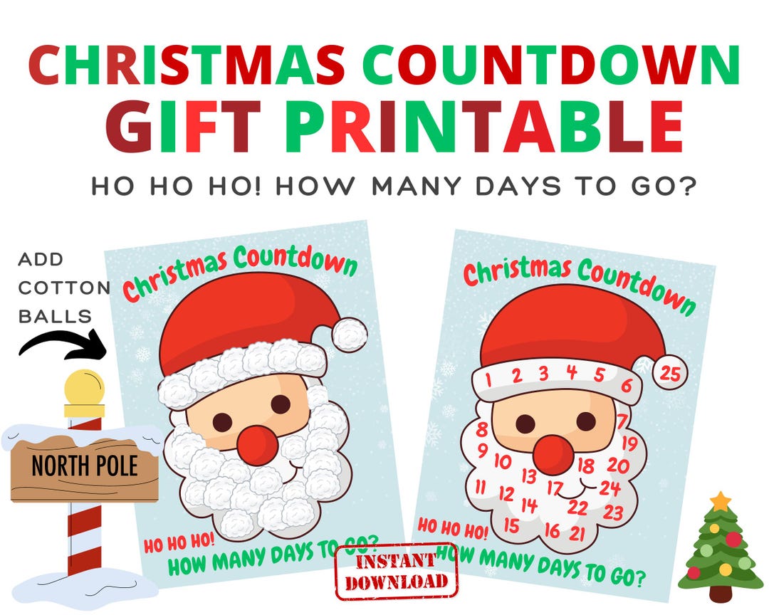 Santa's Countdown Beard Instant PDF Download - Etsy