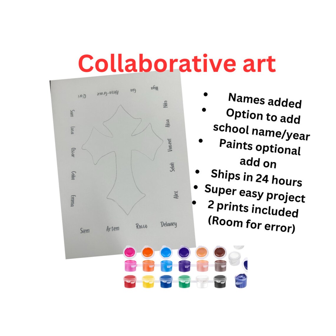 Customizable Fingerprint Cross Art Print for School Auctions ...