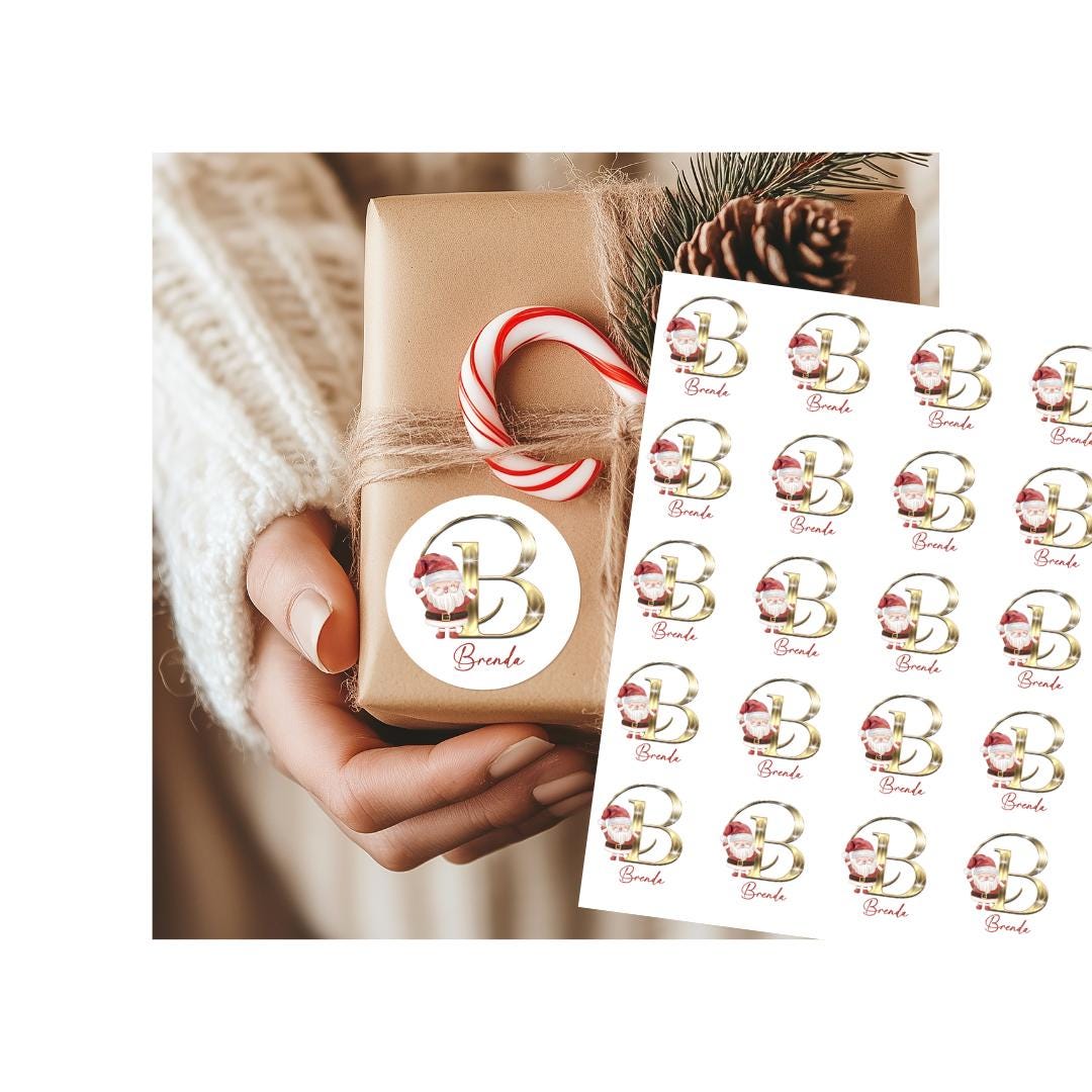 Personalized Santa Hat Stickers - Custom Christmas Stickers - 20 Matte ...