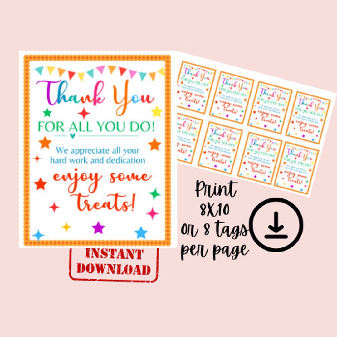 Staff Thank You Appreciation Sign and Matching Tags - Etsy