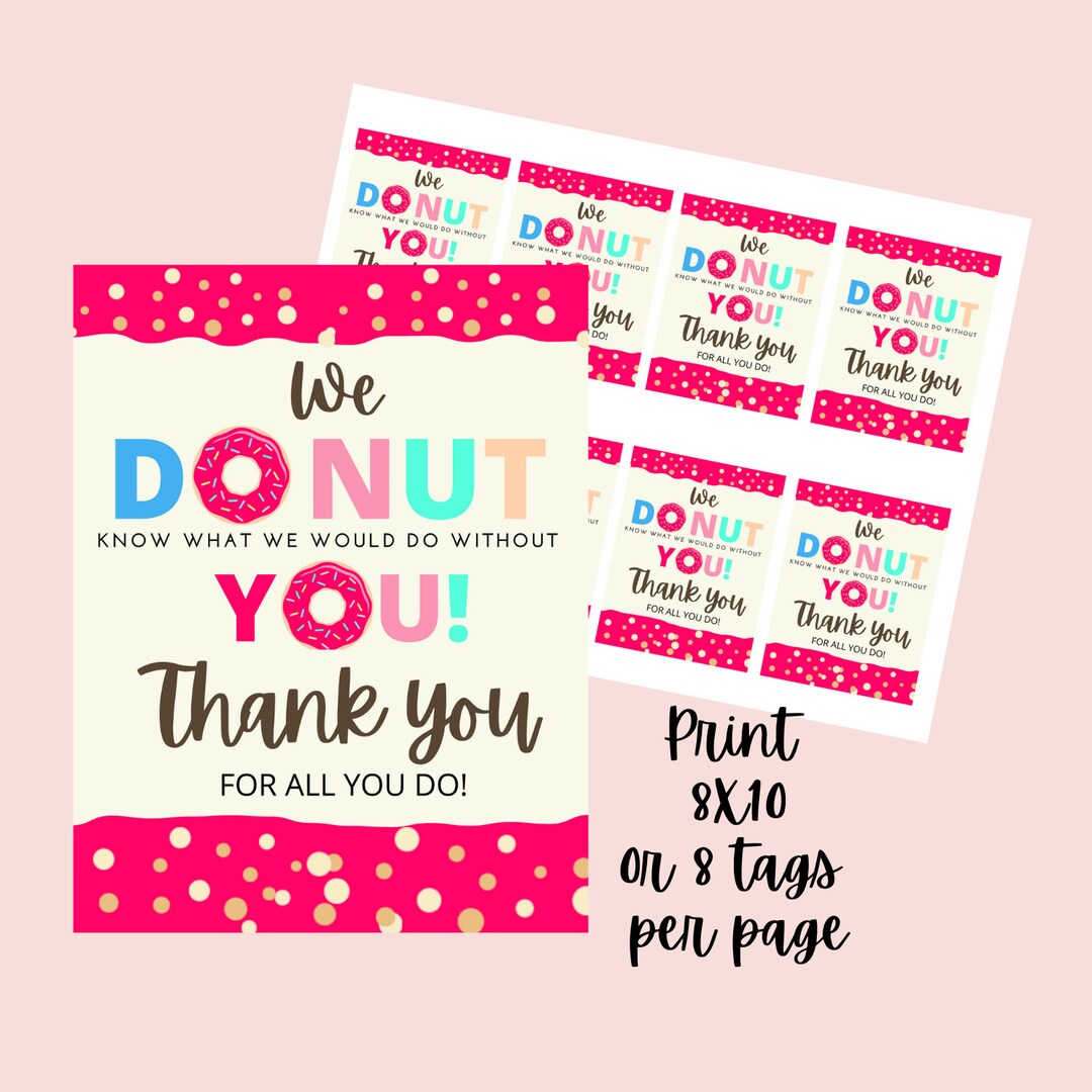 DONUT APPRECIATION TAGS Sign Staff Teach Appreciation - Etsy