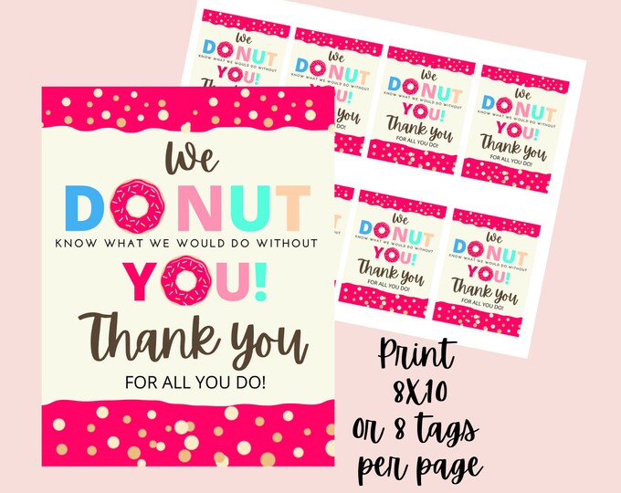 DONUT APPRECIATION TAGS Sign Staff Teach Appreciation - Etsy