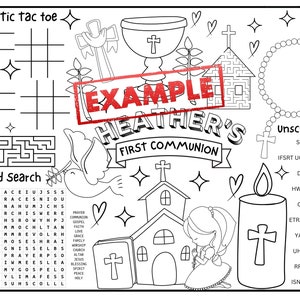 Personalized First Communion Coloring Placemat PDF - Interactive Fun ...