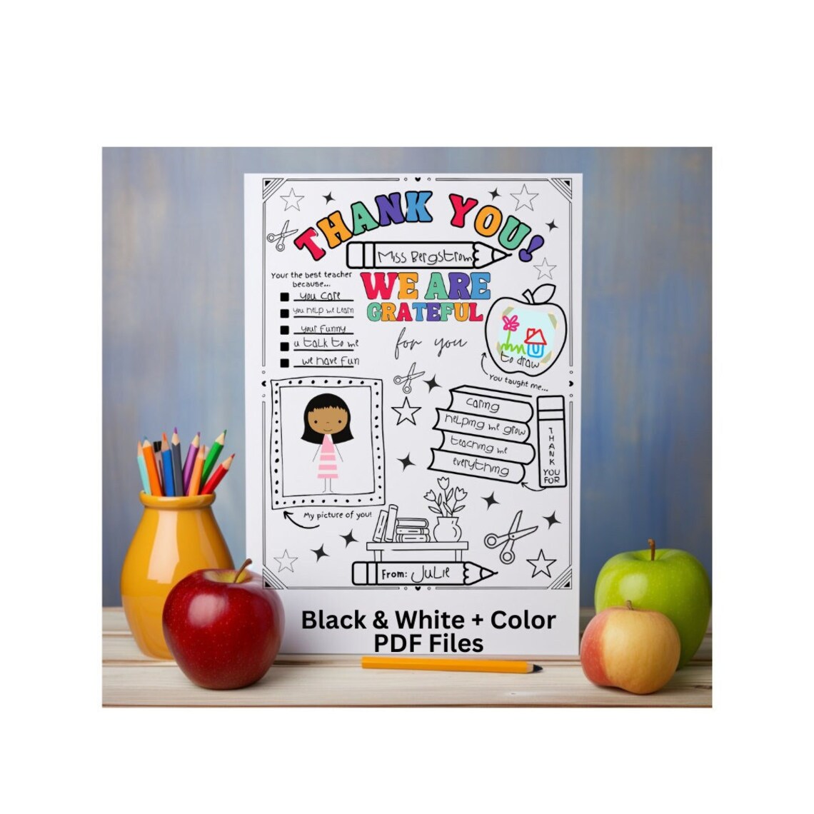 Teacher Appreciation Day Printable PDF: Color & Express Gratitude ...
