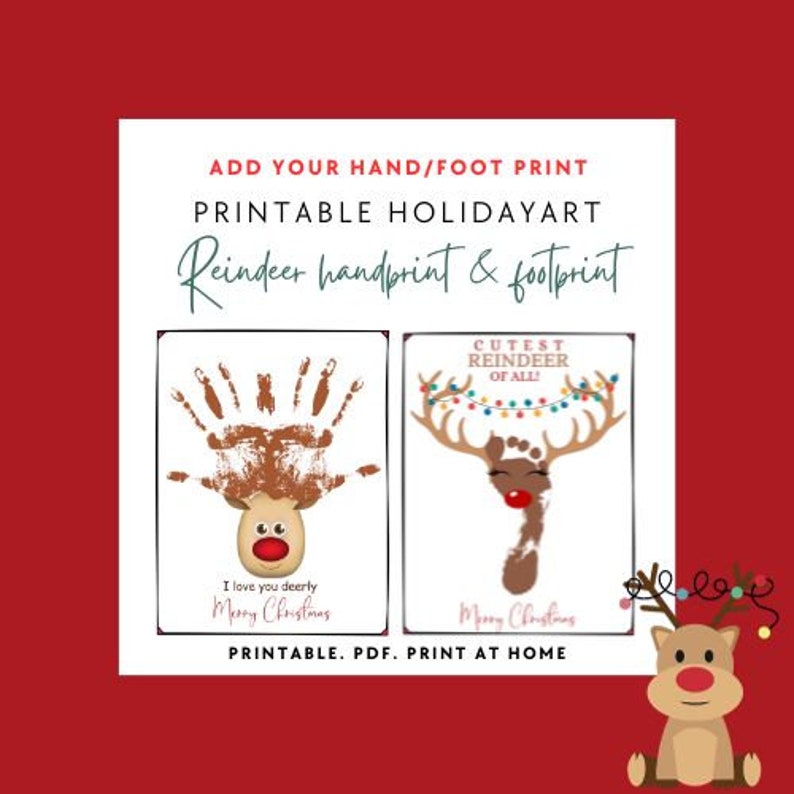 Handprint Footprint Reindeer | Kids Keepsake| Art Project| Antlers ...