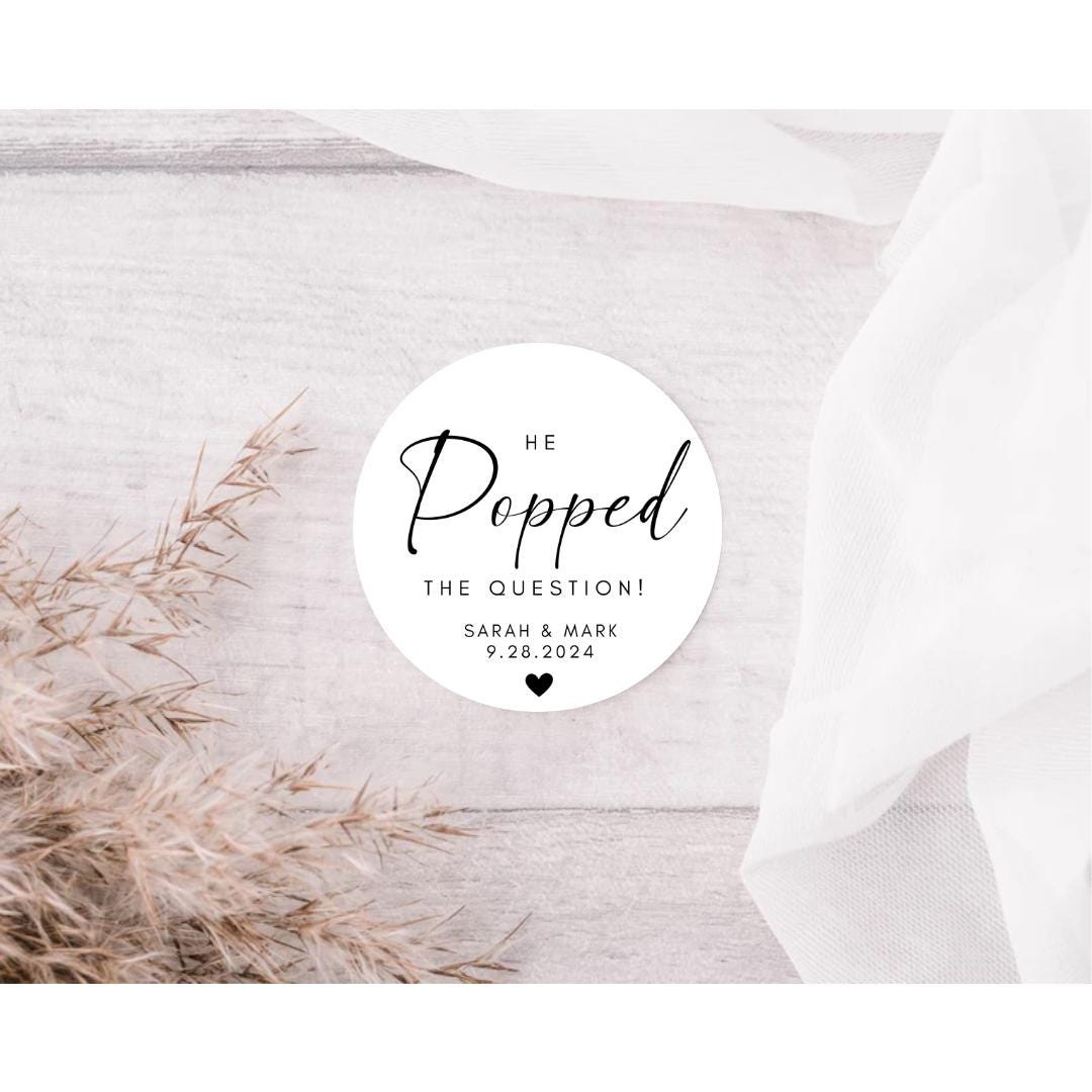 He Popped the Question Labels | Round Matte | Favor Bag Stickers ...