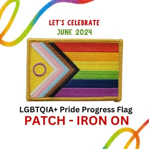 LGBTQIA Pride Progress Flag Patch Iron On - Etsy